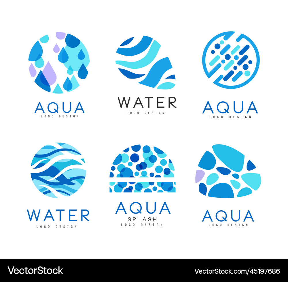 Water and aqua logo design with blue splashes Vector Image