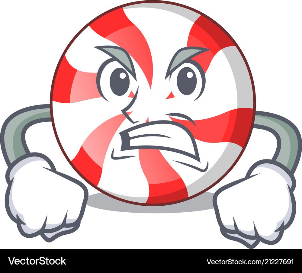 Angry peppermint candy mascot cartoon Royalty Free Vector
