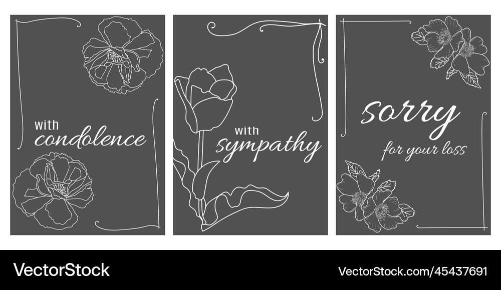 Condolence card set inscription on a discreet Vector Image