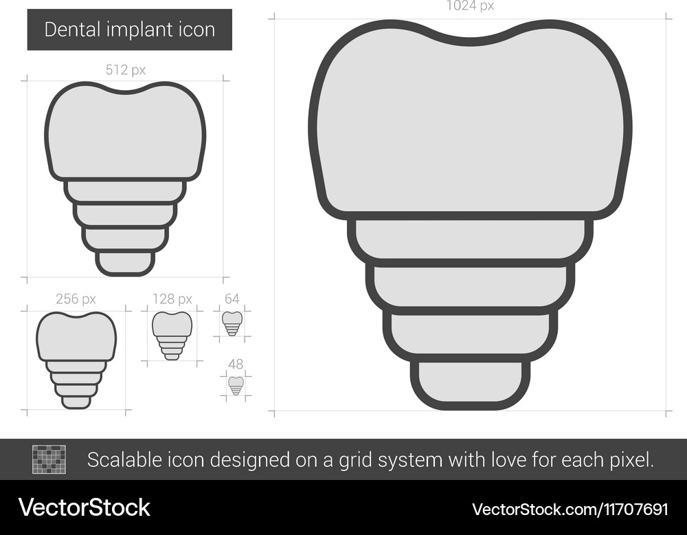 Dental implant line icon Royalty Free Vector Image