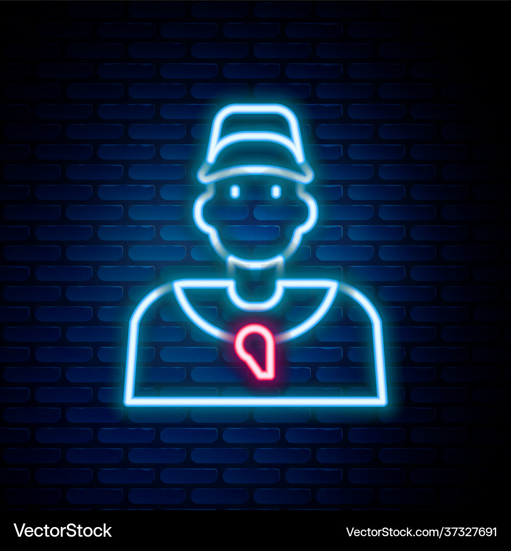 Glowing neon line baseball coach icon isolated Vector Image