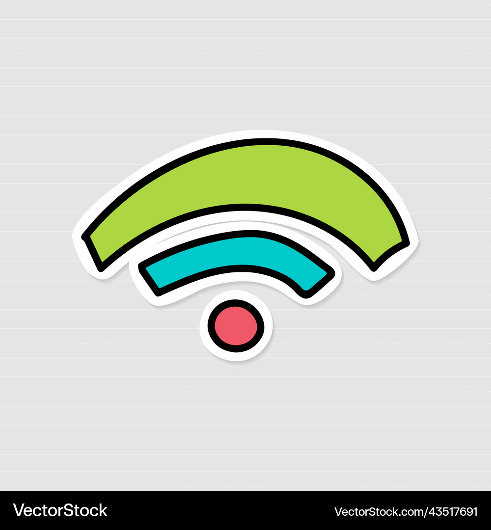 Green wifi icon sticker with a white border Vector Image