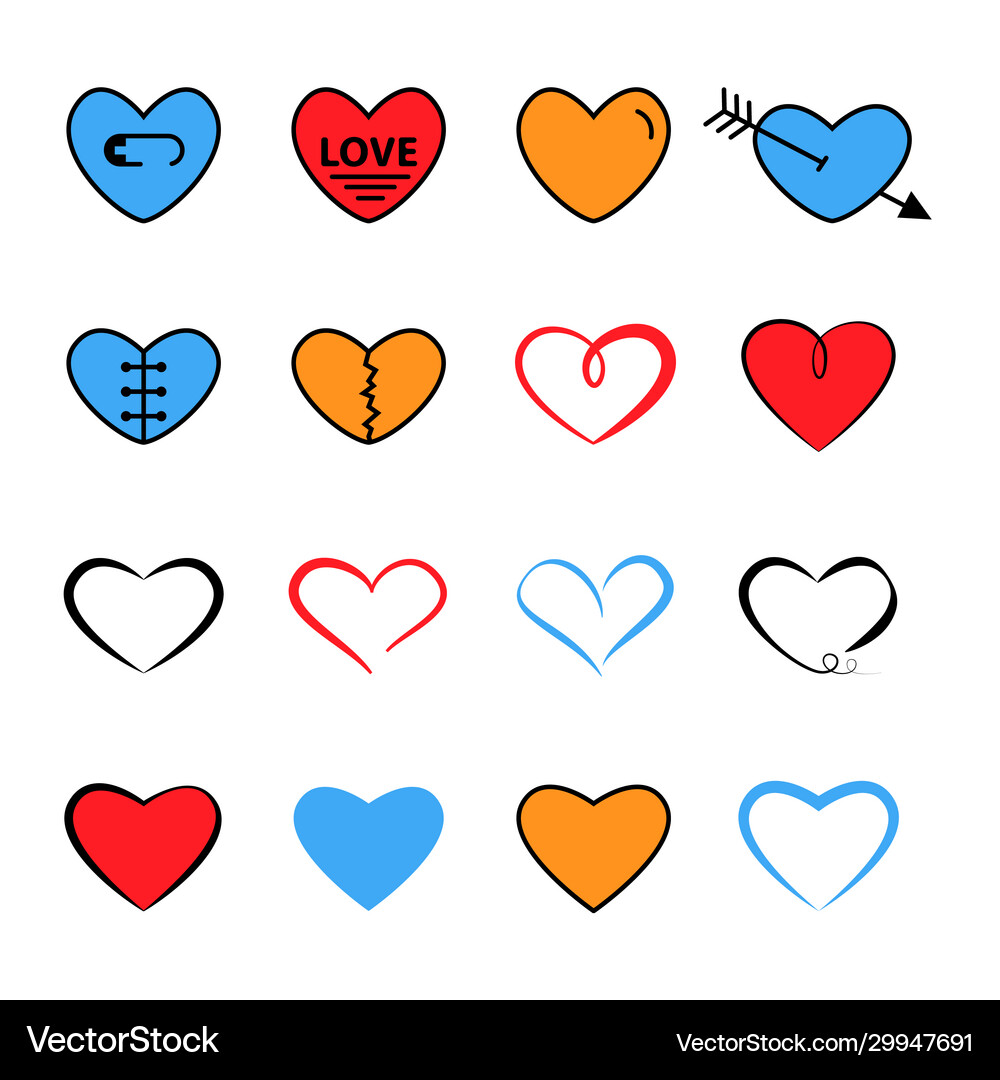Heart flat and line icon trendy bright modern Vector Image