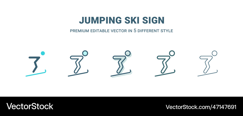 Jumping ski sign icon in 5 different style Vector Image