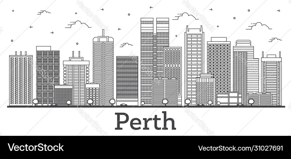 Outline perth australia city skyline with modern Vector Image
