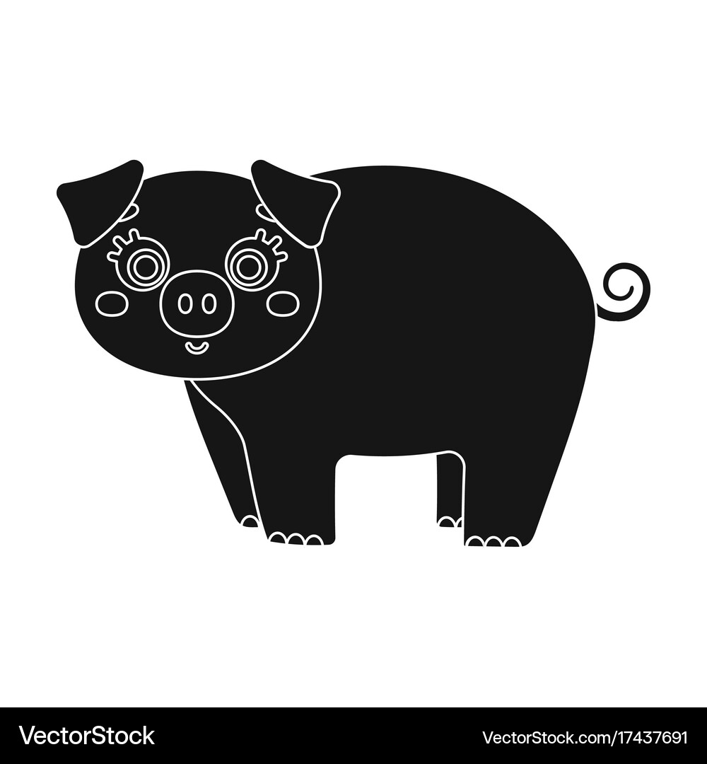 Piglet single icon in black stylepiglet Royalty Free Vector