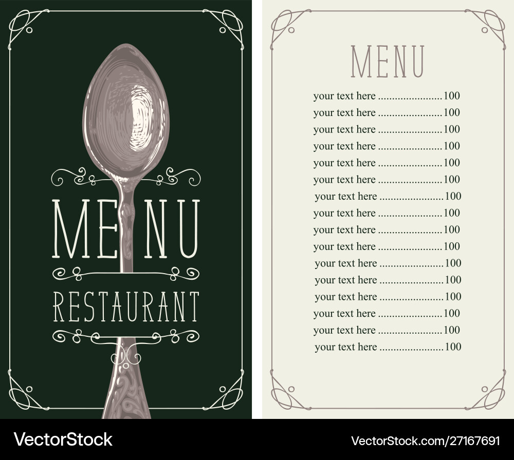 Restaurant menu with price list and realistic Vector Image