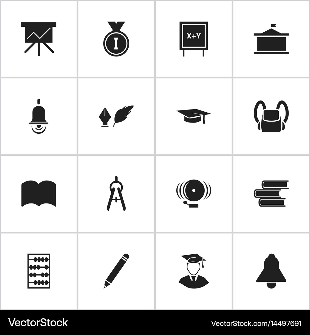 Set of 16 editable university icons includes Vector Image