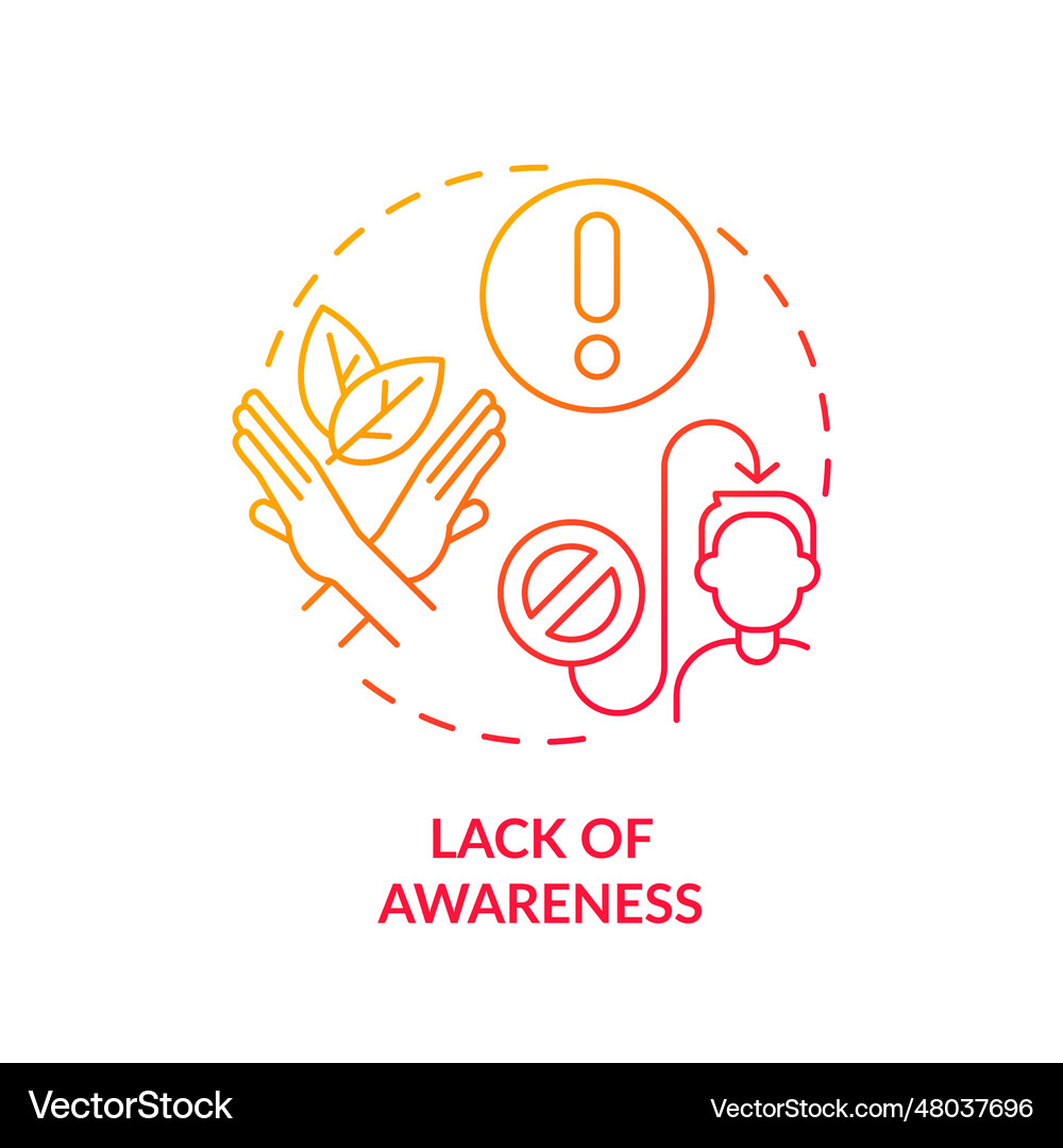 2d gradient lack of awareness line icon concept Vector Image