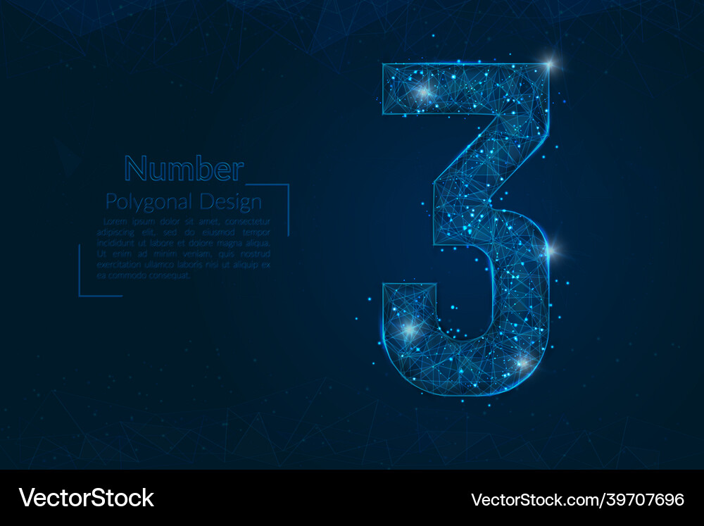Abstract isolated blue image of a number three Vector Image