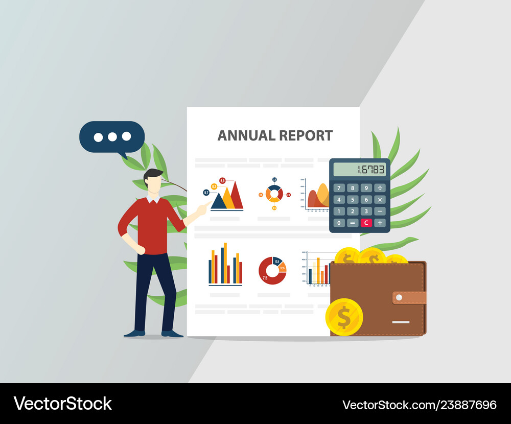 Annual report concept with people give Royalty Free Vector