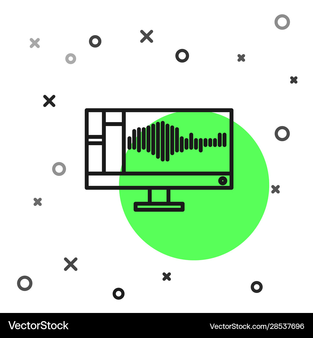 Black line sound or audio recorder or editor Vector Image