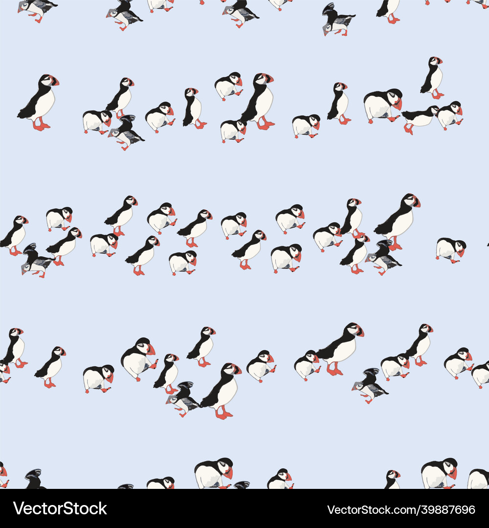 Blue background ocean seabird arctic birds Vector Image