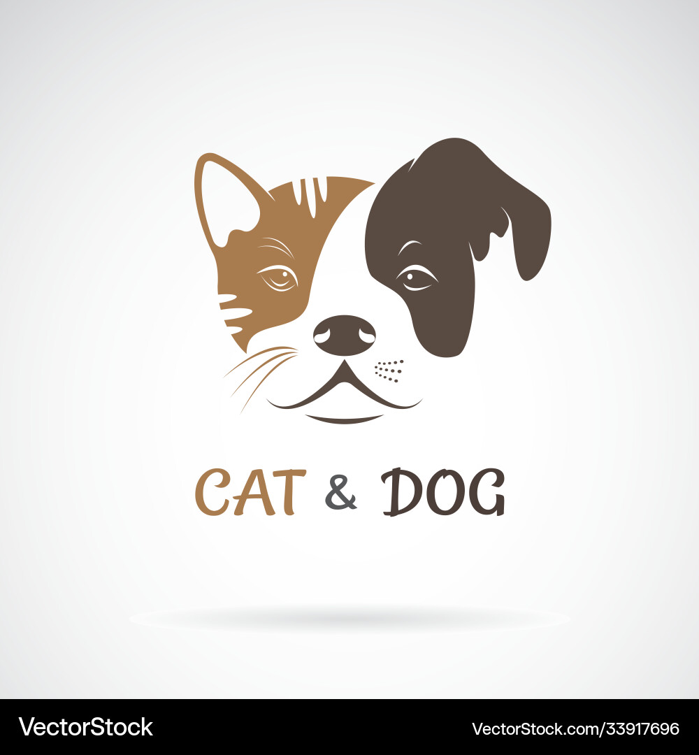 Cat face and dog design on a white Royalty Free Vector Image
