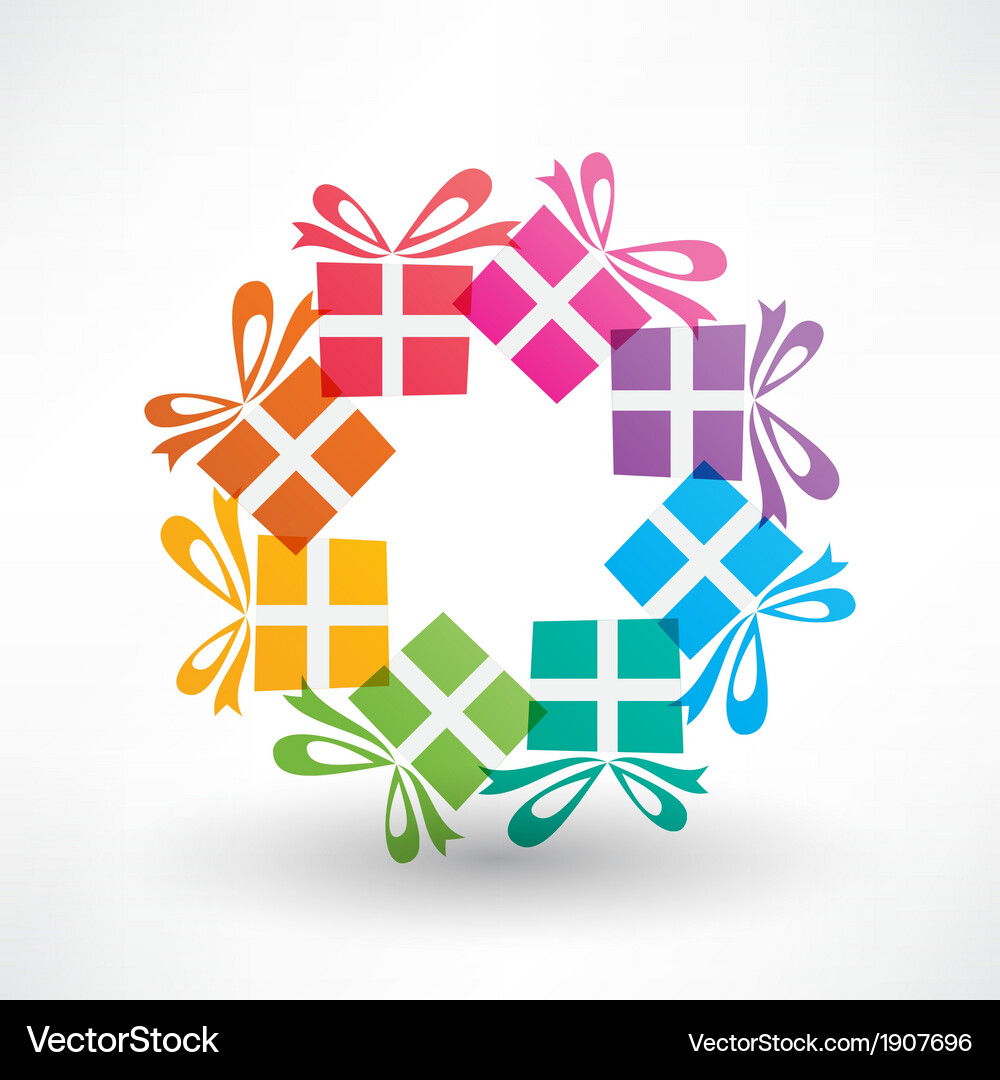 Colored circle of gifts Royalty Free Vector Image