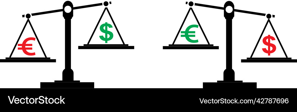 Explanatory drawing using a balance of euro Vector Image