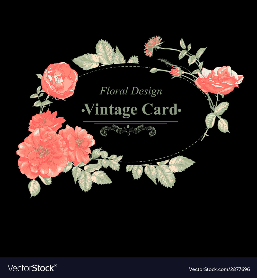 Floral greeting card with red roses Royalty Free Vector