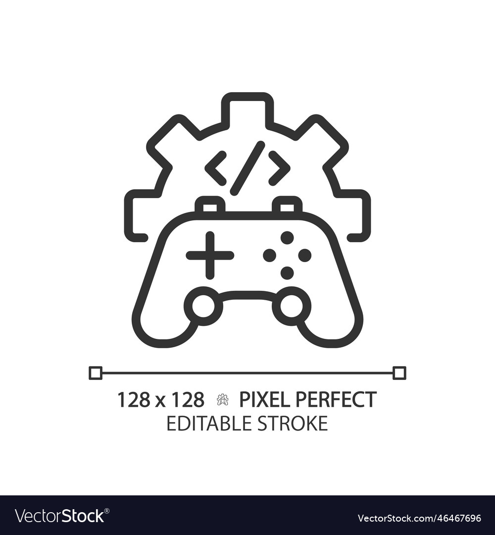 Game development pixel perfect linear icon Vector Image Game development pixel perfect linear icon Vector Image