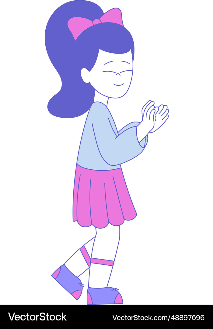 Girl first grader standing and smiling Royalty Free Vector