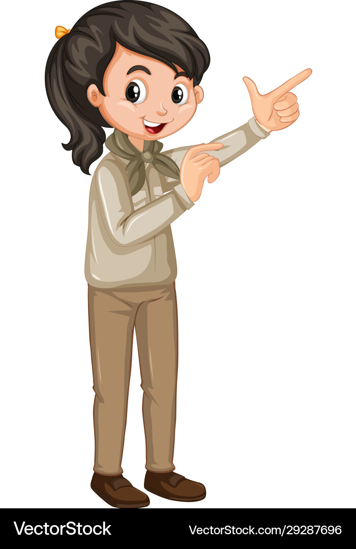 Girl in scout uniform on white background Vector Image