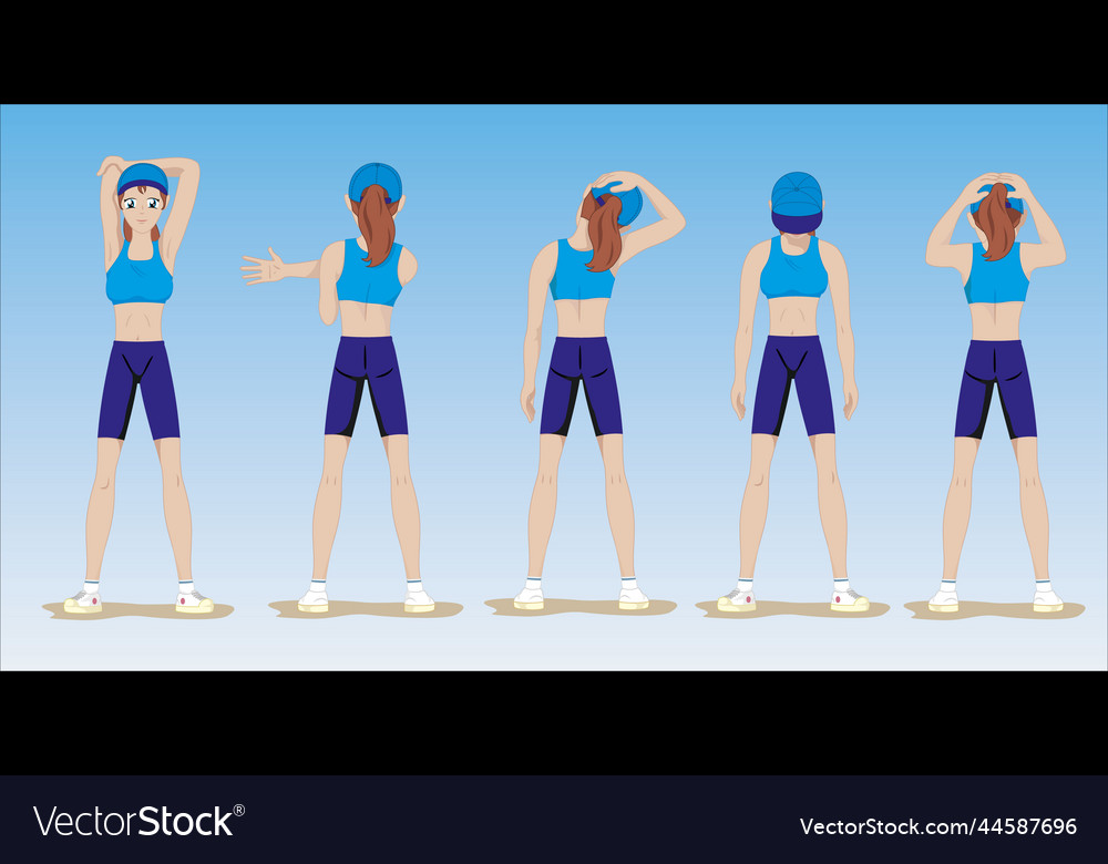 Girl showing physical stretching exercises Vector Image