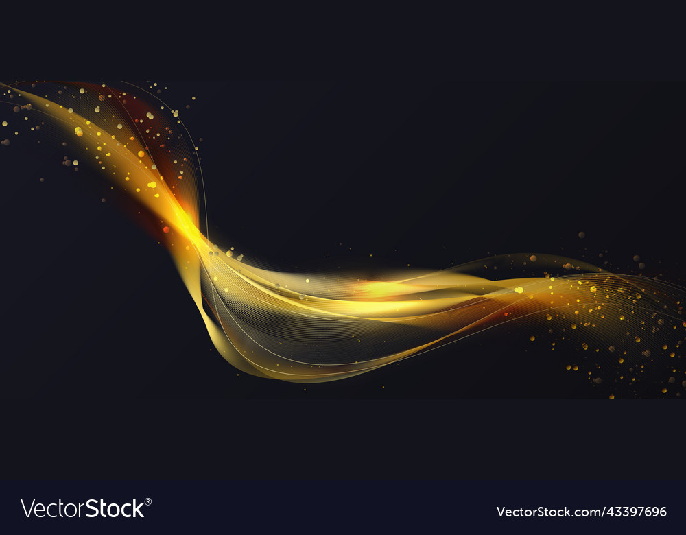 Golden wave with sparkle bokeh abstract light Vector Image