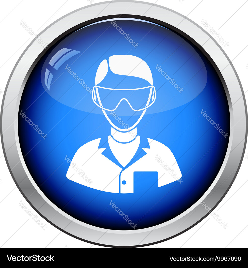 Icon of chemist in eyewear Royalty Free Vector Image
