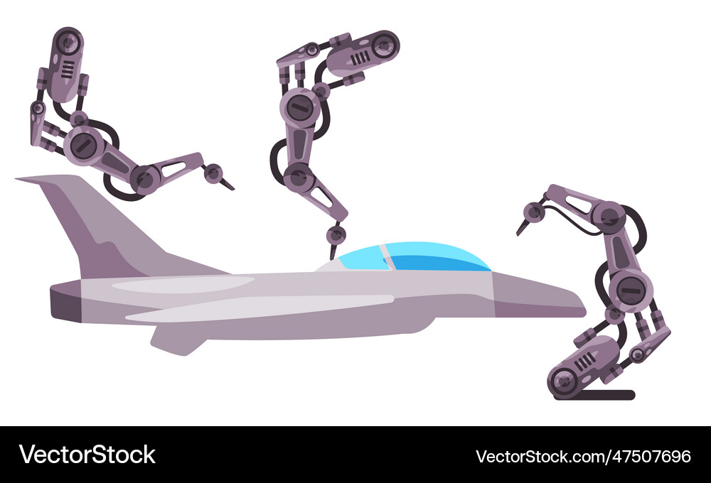 Jet fighter military plane mechanical arm robotic Vector Image