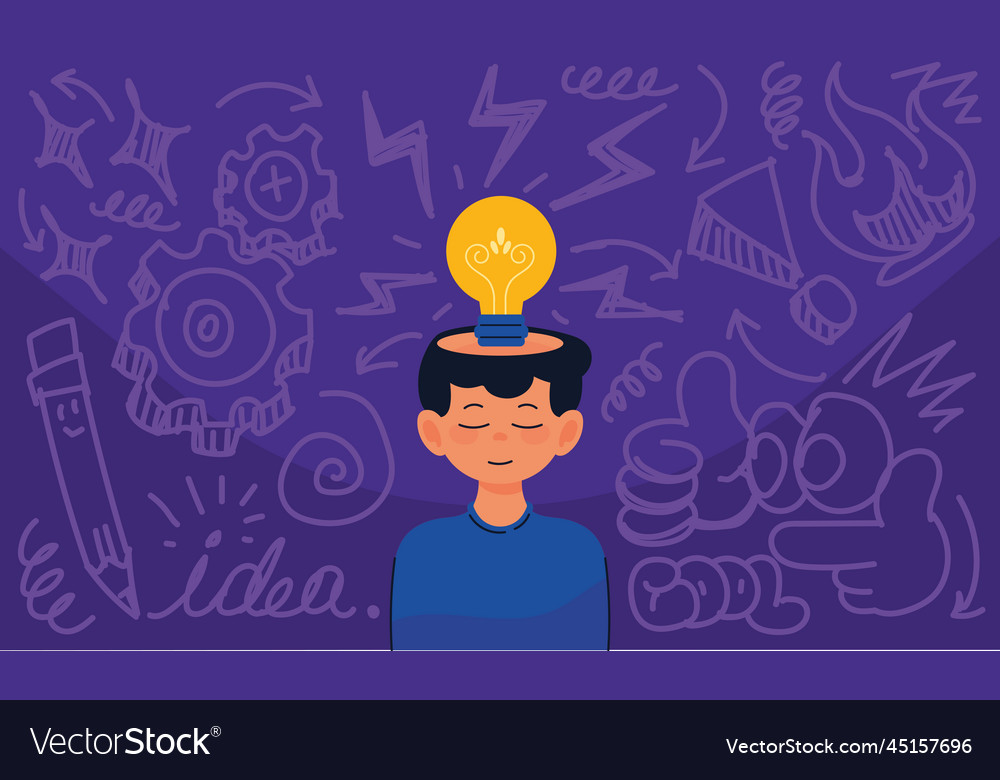 Man thinking a idea Royalty Free Vector Image - VectorStock