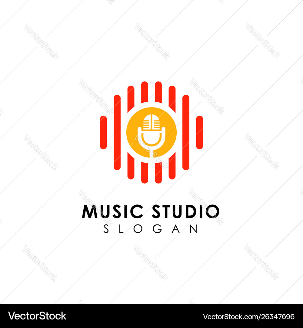Music records logo design microphone icon symbol Vector Image