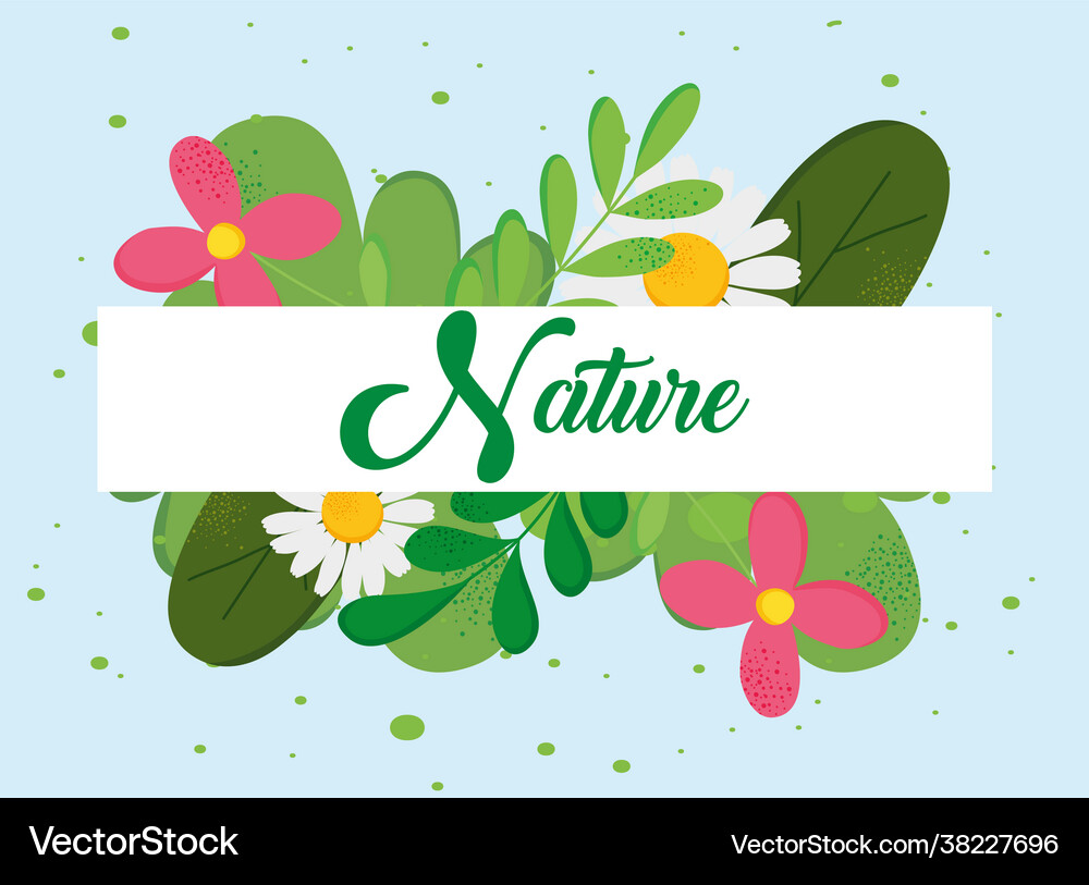 Nature lettering with floral Royalty Free Vector Image