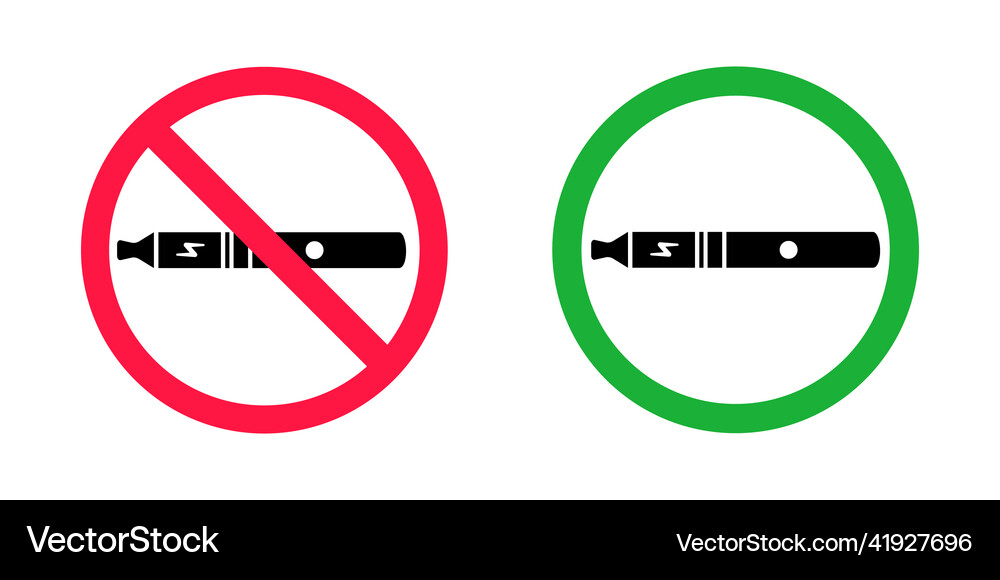 No vaping and area signs red forbidden Royalty Free Vector