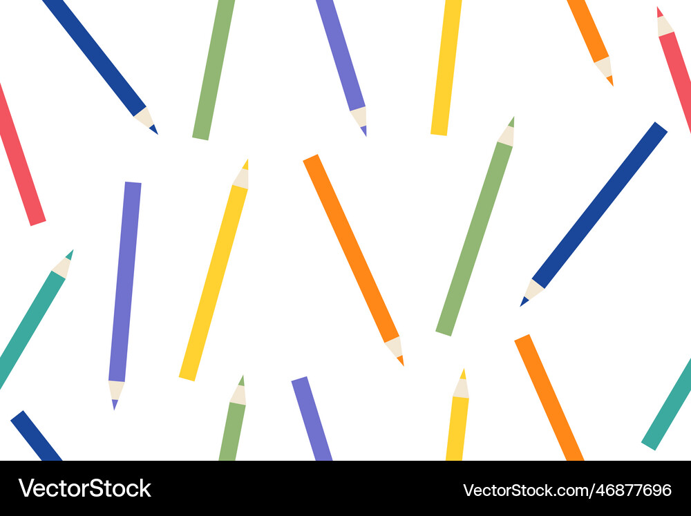 Seamless pattern of colored pencils on a white Vector Image