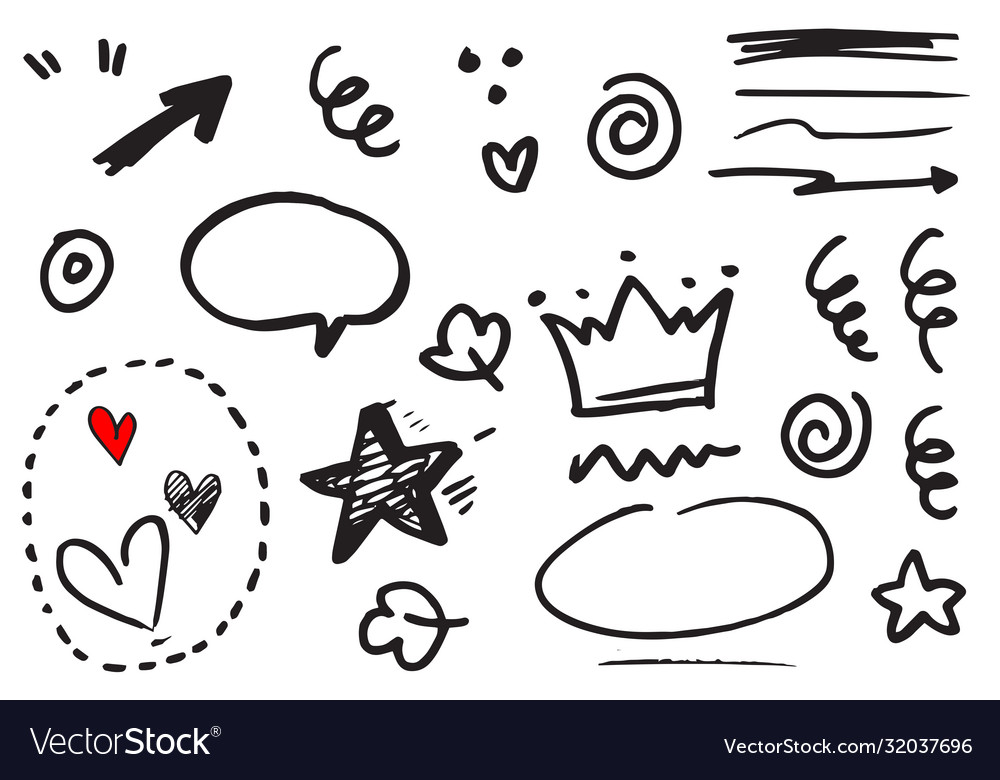 Set hand drawn design elements Royalty Free Vector Image