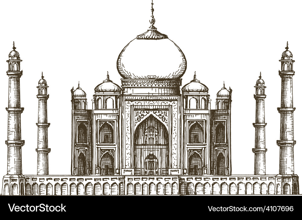 Taj Mahal logo design template India or Royalty Free Vector