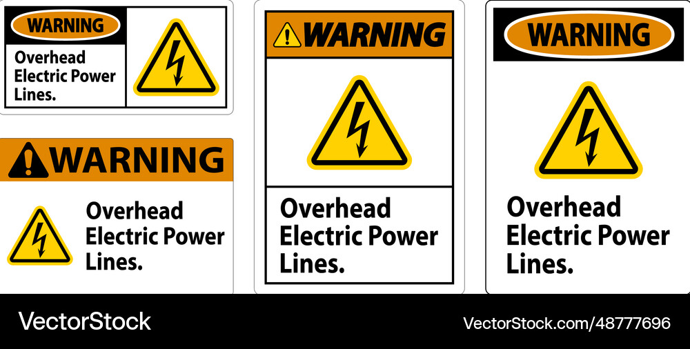 Warning sign overhead electric power lines Vector Image