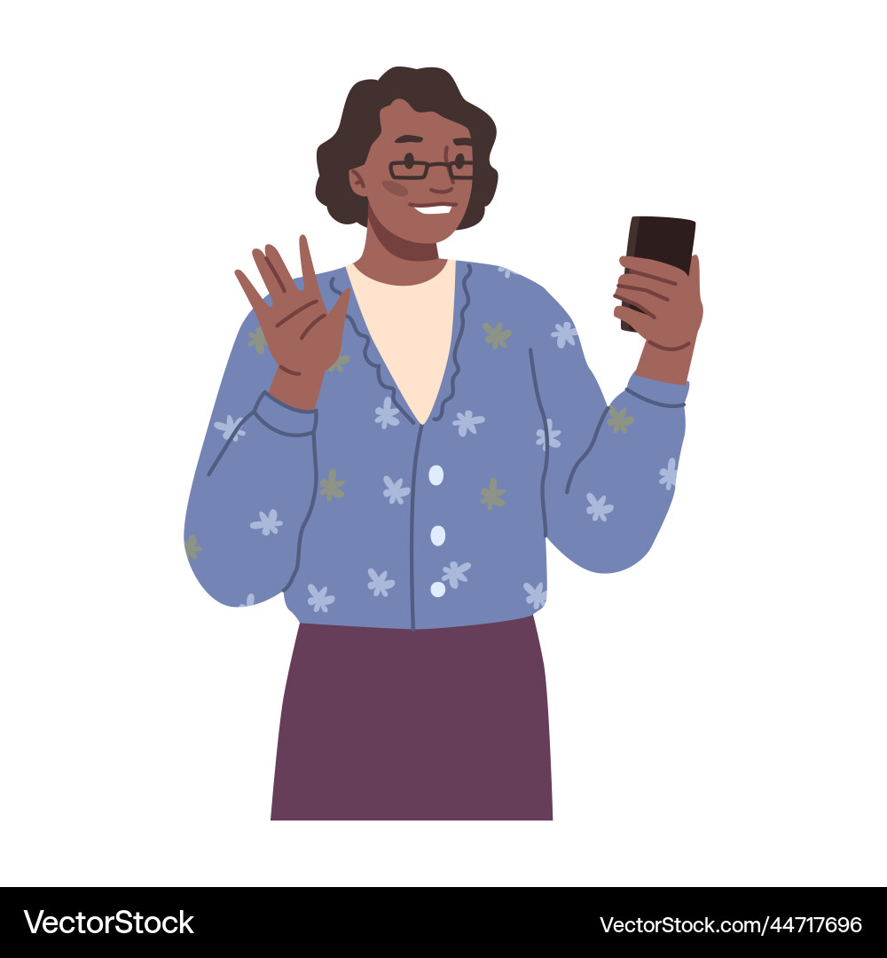 Woman talking on phone video call Royalty Free Vector Image