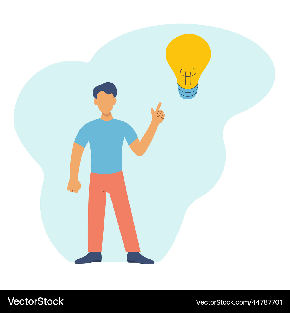 A young man standing and holding blank banner Vector Image
