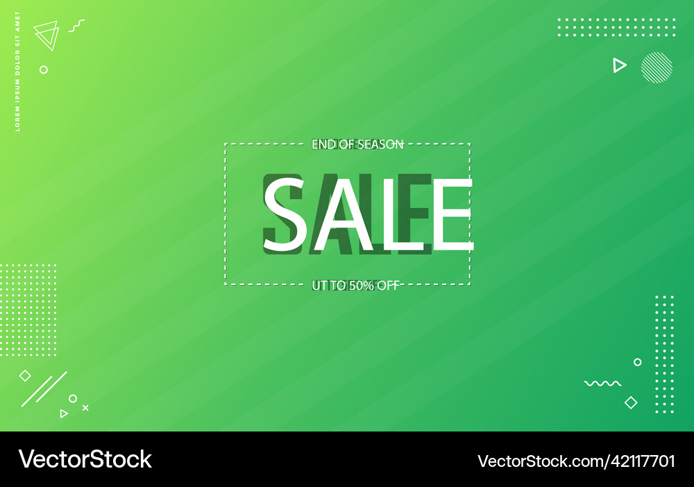 Background sale with green gradient and geometric Vector Image