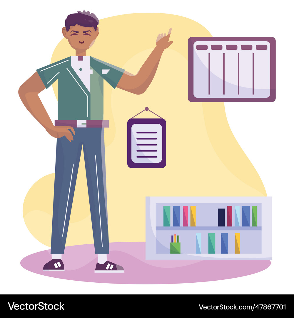 Business environment concept with male character Vector Image