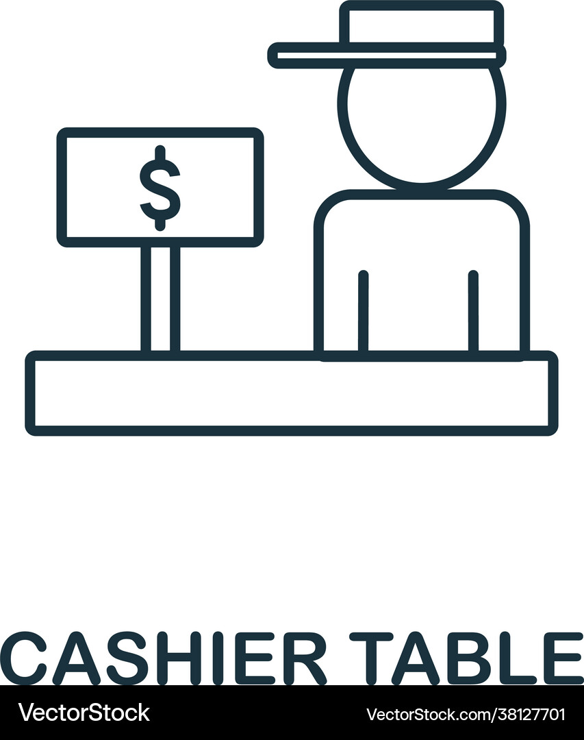 Cashier table icon line style symbol from Vector Image