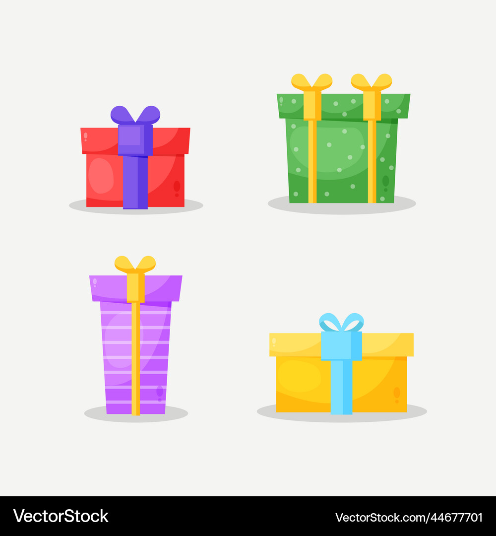 Christmas gift box cartoon style collection Vector Image