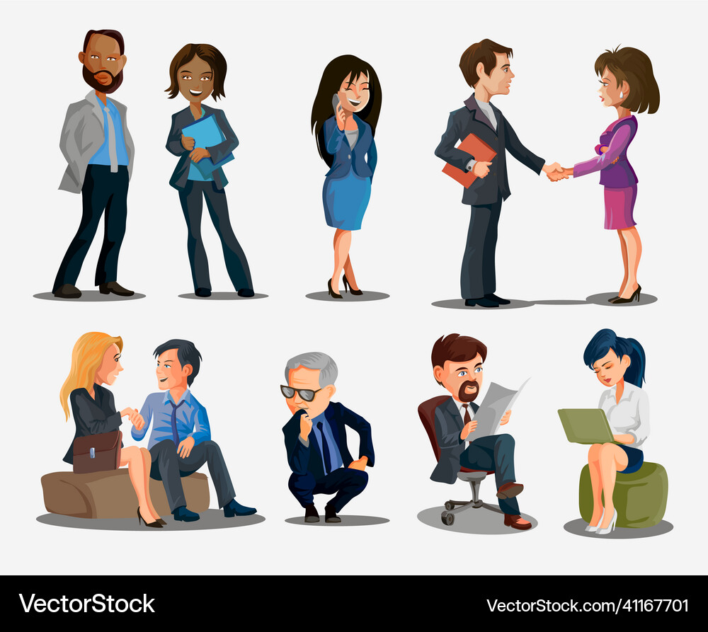 Collection of poses peoples at office bundle Vector Image