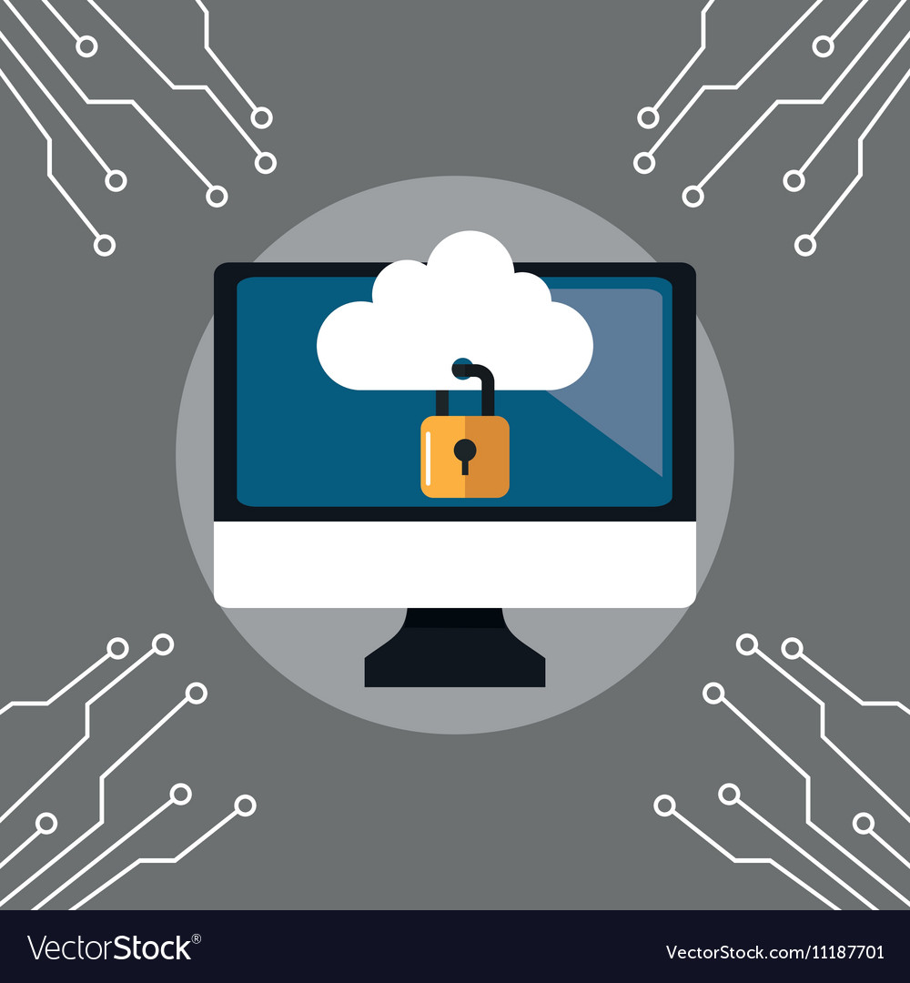 Computer and security system design Royalty Free Vector