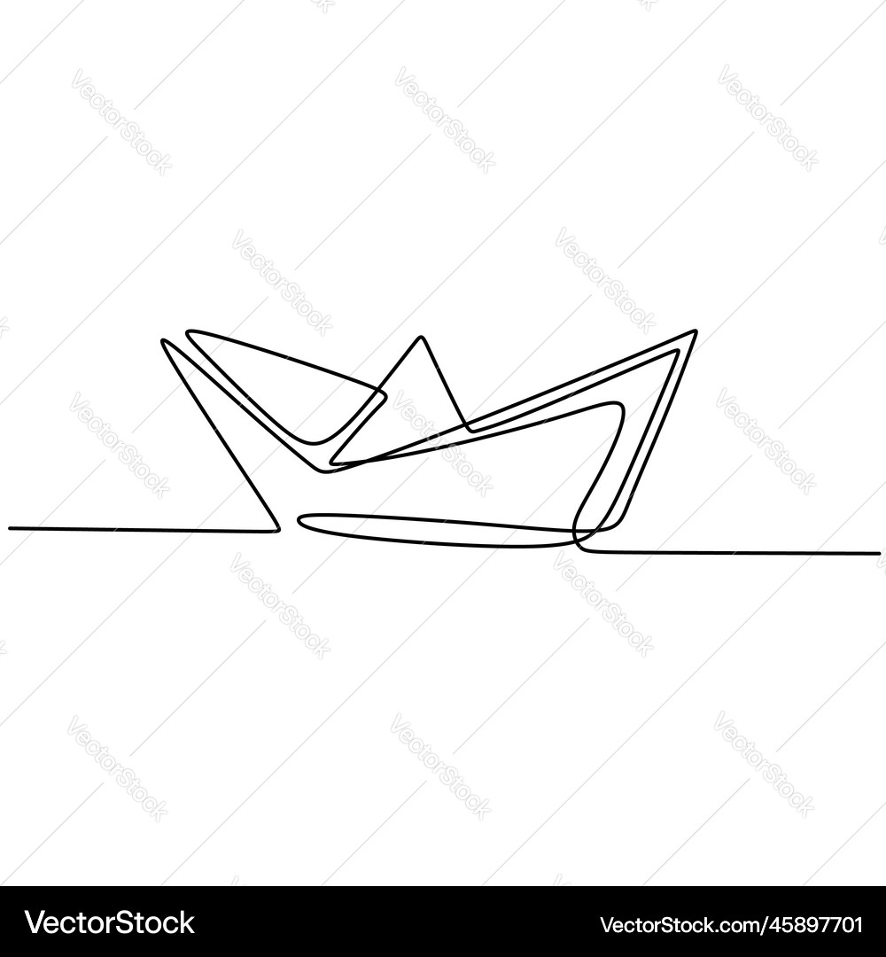 Continuous one drawn line of paper ship isolated Vector Image