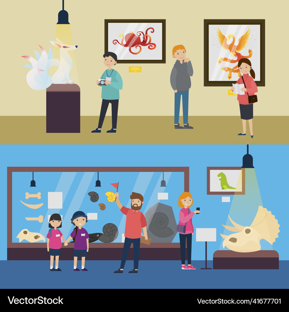 Cultural recreation horizontal banners Royalty Free Vector