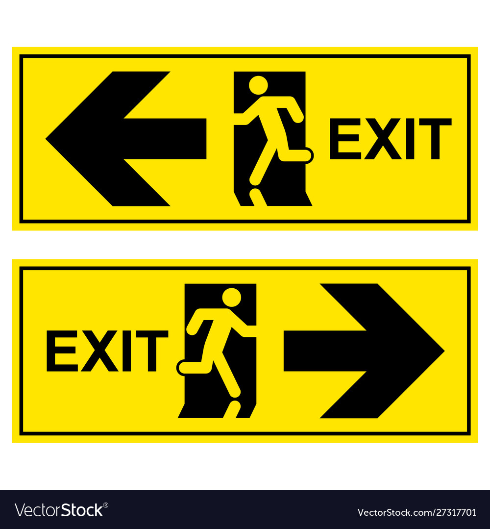 Emergency exit sign man running out fire Vector Image