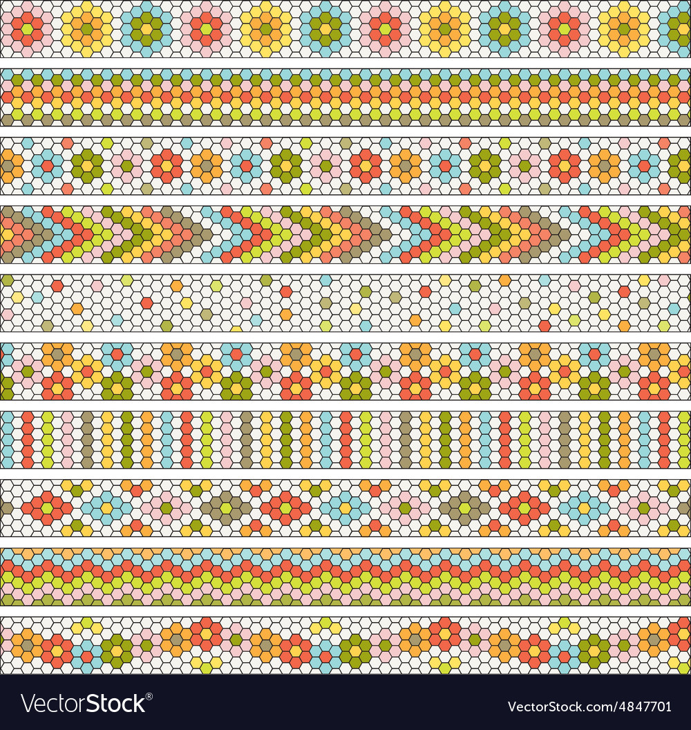 Hexagon border patterns Royalty Free Vector Image