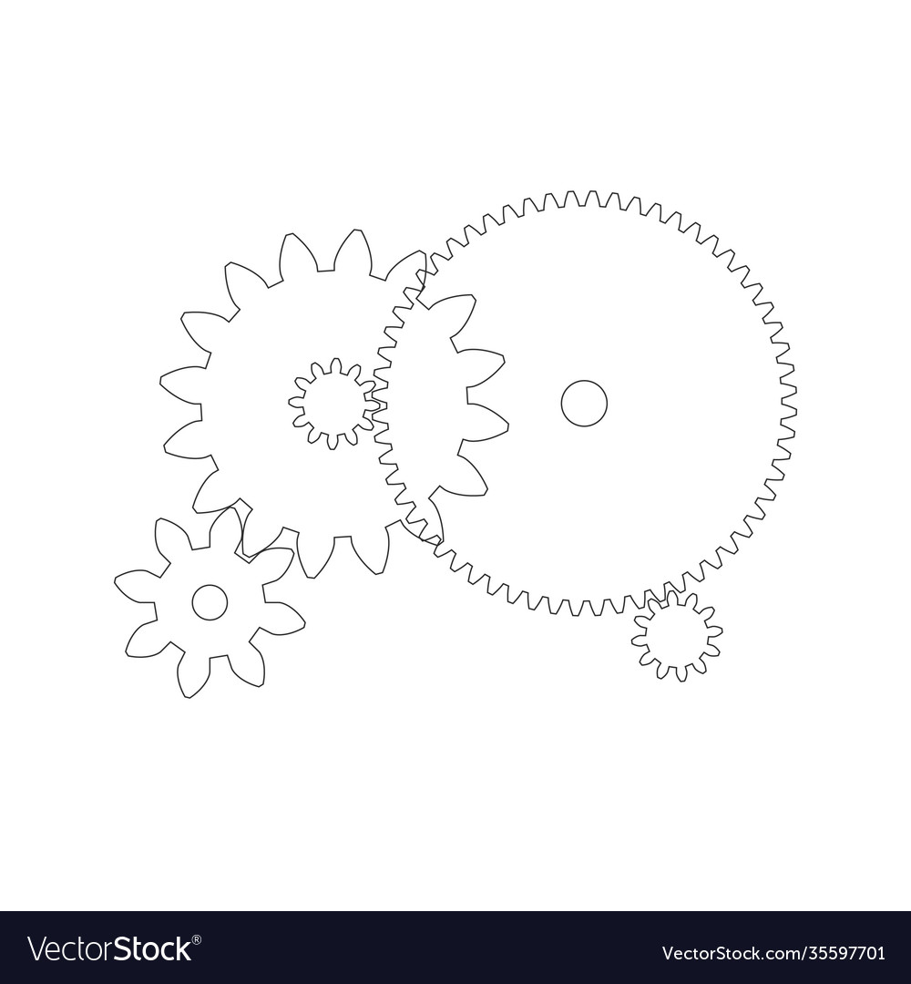 Linear engineering mechanical cog wheels Vector Image