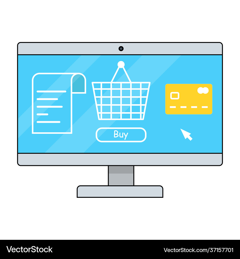 Online shopping on computer Royalty Free Vector Image